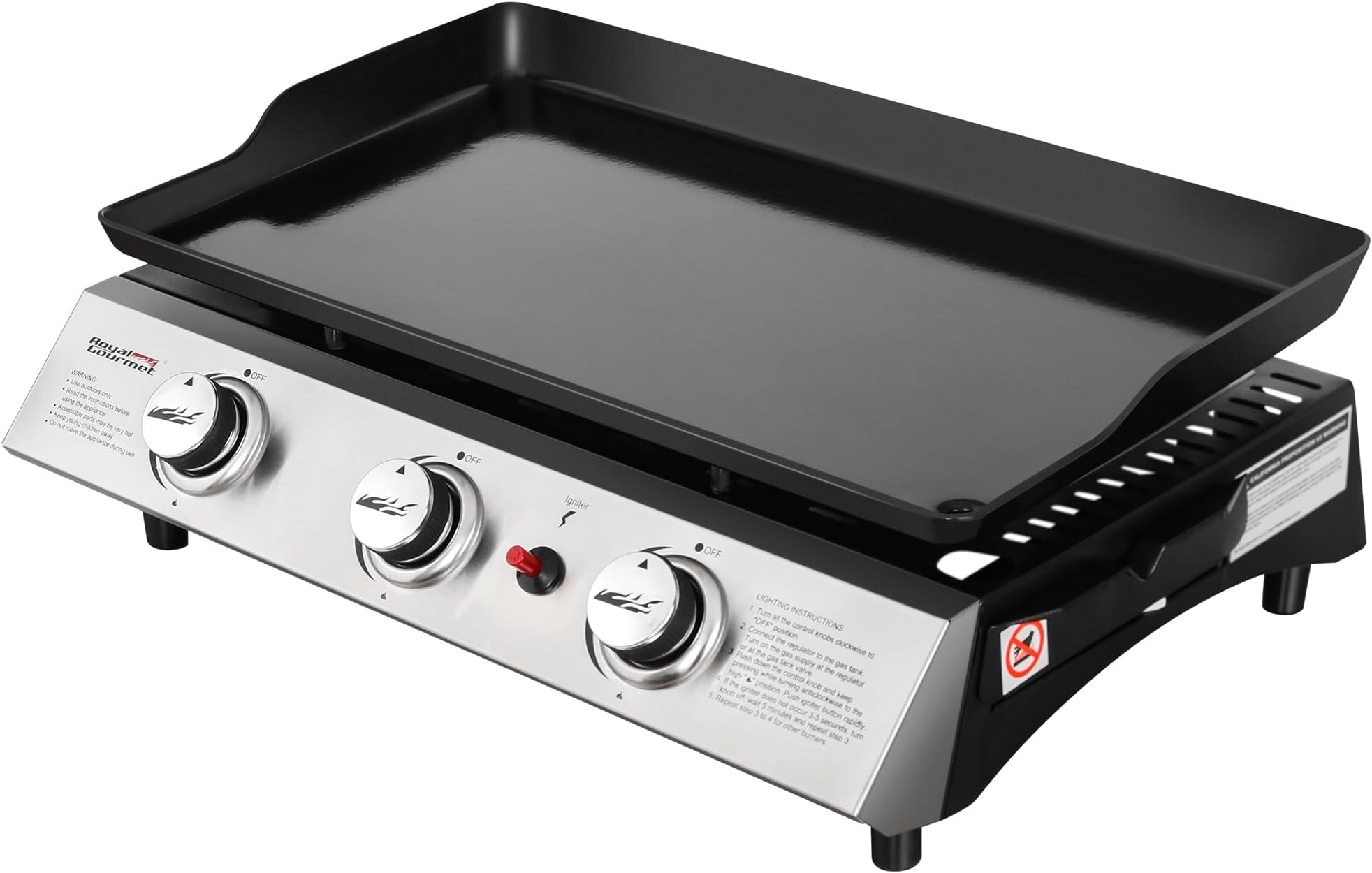 Amazon.com: Flame King Flat Top Portable Propane Cast Iron Grill ...
