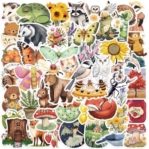 Amazon.com: Pigbit Watercolor Wildlife Animals Stickers - 50Pcs Vinyl ...