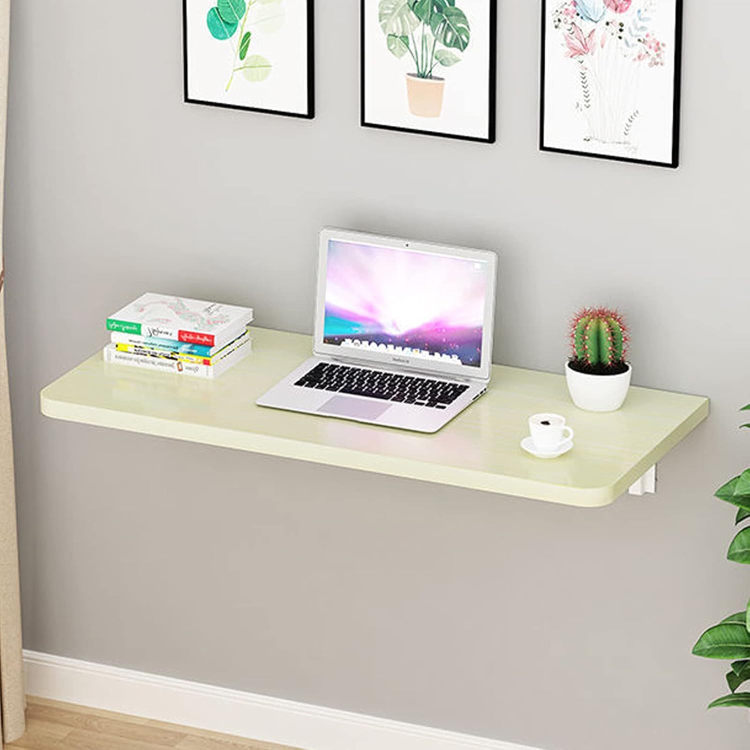 Wall-Mounted Folding Desk for Laptop Space-Saving Floating Workstation ...