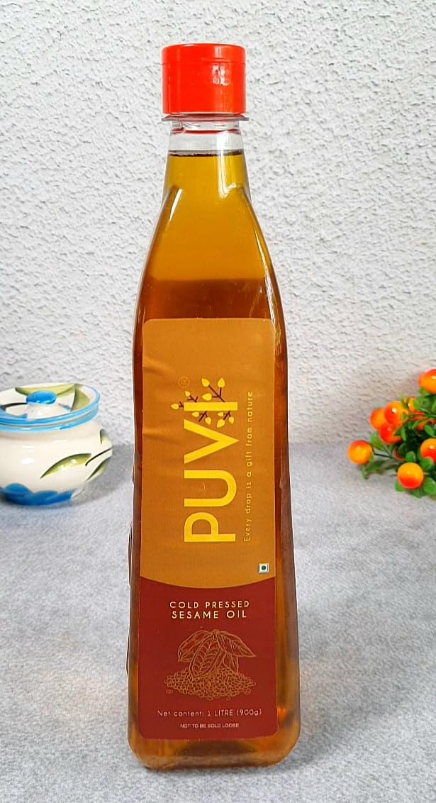 Puvi 1L Cold Pressed Gingelly/Sesame Oil (Virgin, Chekku/Ghani) - 1 ...