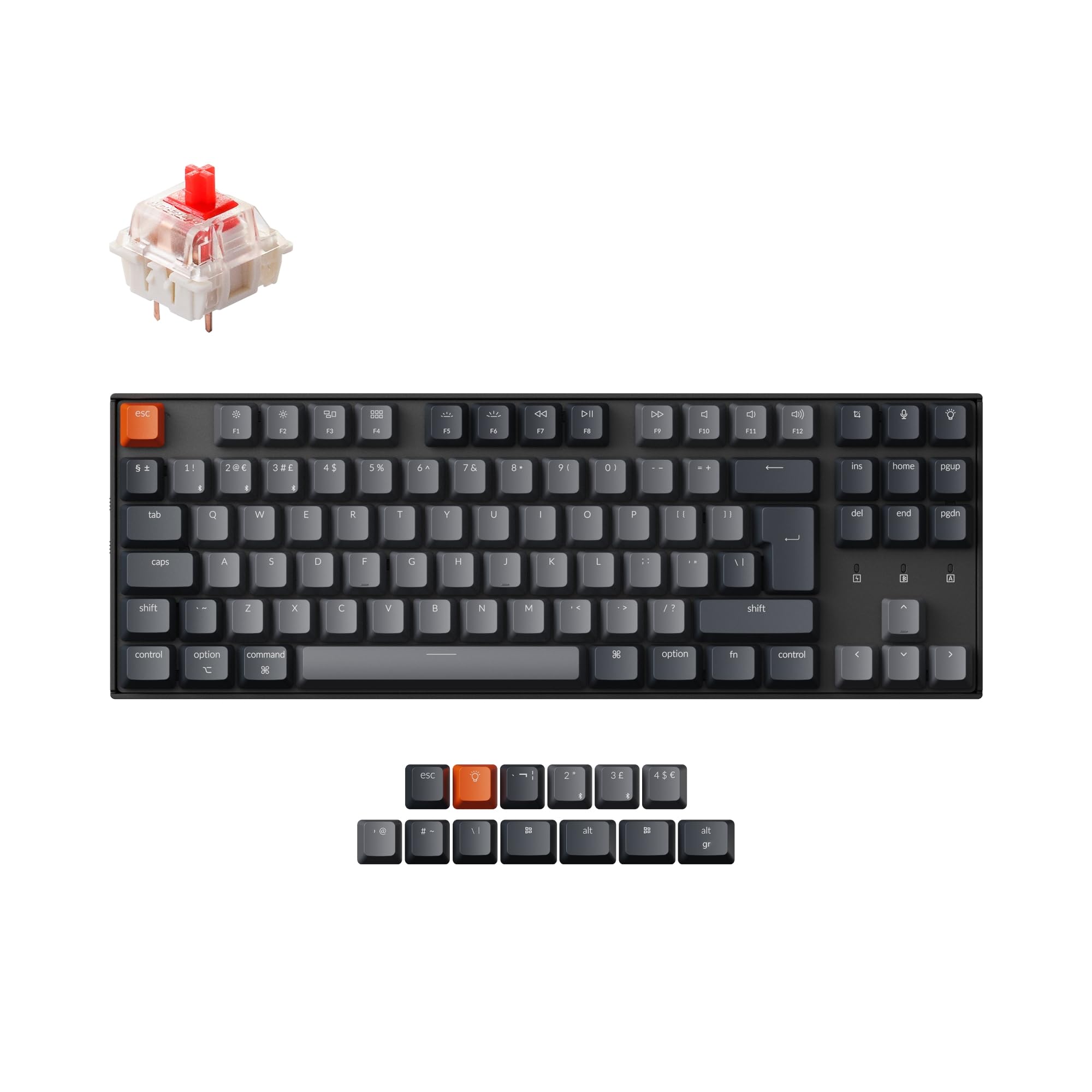Keychron K8 ISO-UK-Layout Tenkeyless Wireless Bluetooth & Wired Gaming ...