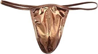 TiaoBug Micro String Cuir Homme Sexy Jocktrap Slip Métallisé G-String ...