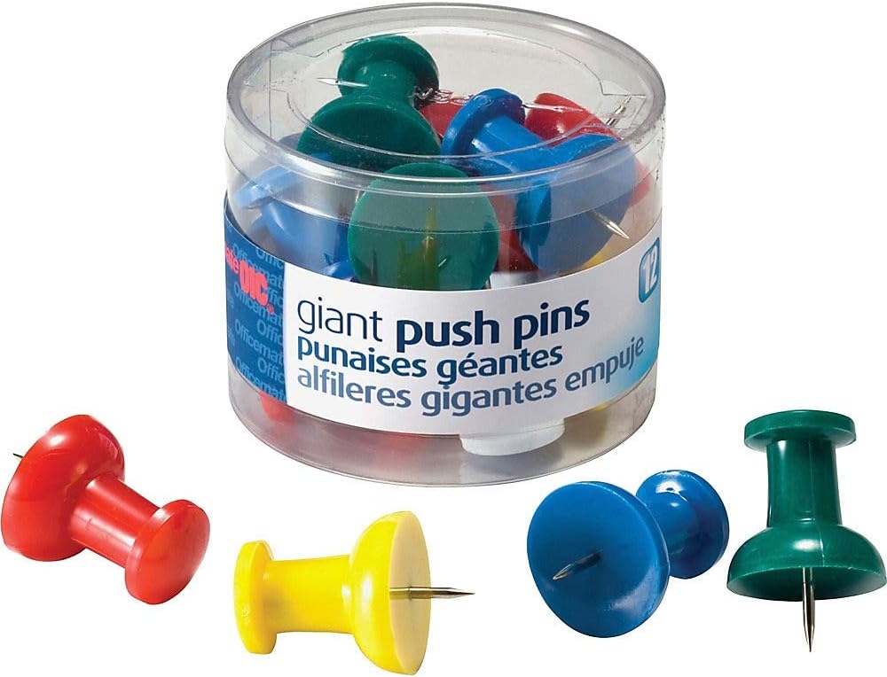Amazon.com : Officemate Giant Push Pins 1.5 Inch, Assorted Colors, Tub ...