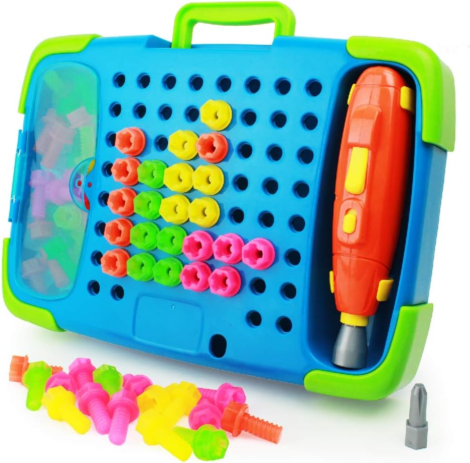 Amazon.com: Boley Builders 67-Piece Electric Screwboard STEM Toy Set ...