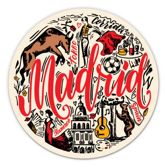 Amazon.com - Madrid Spain - 5" Vinyl Sticker - for Car Laptop I-Pad ...