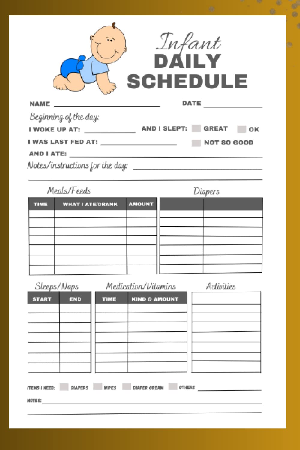 Printable Baby Schedule Chart Diaper Log Template Royalty Free Images,