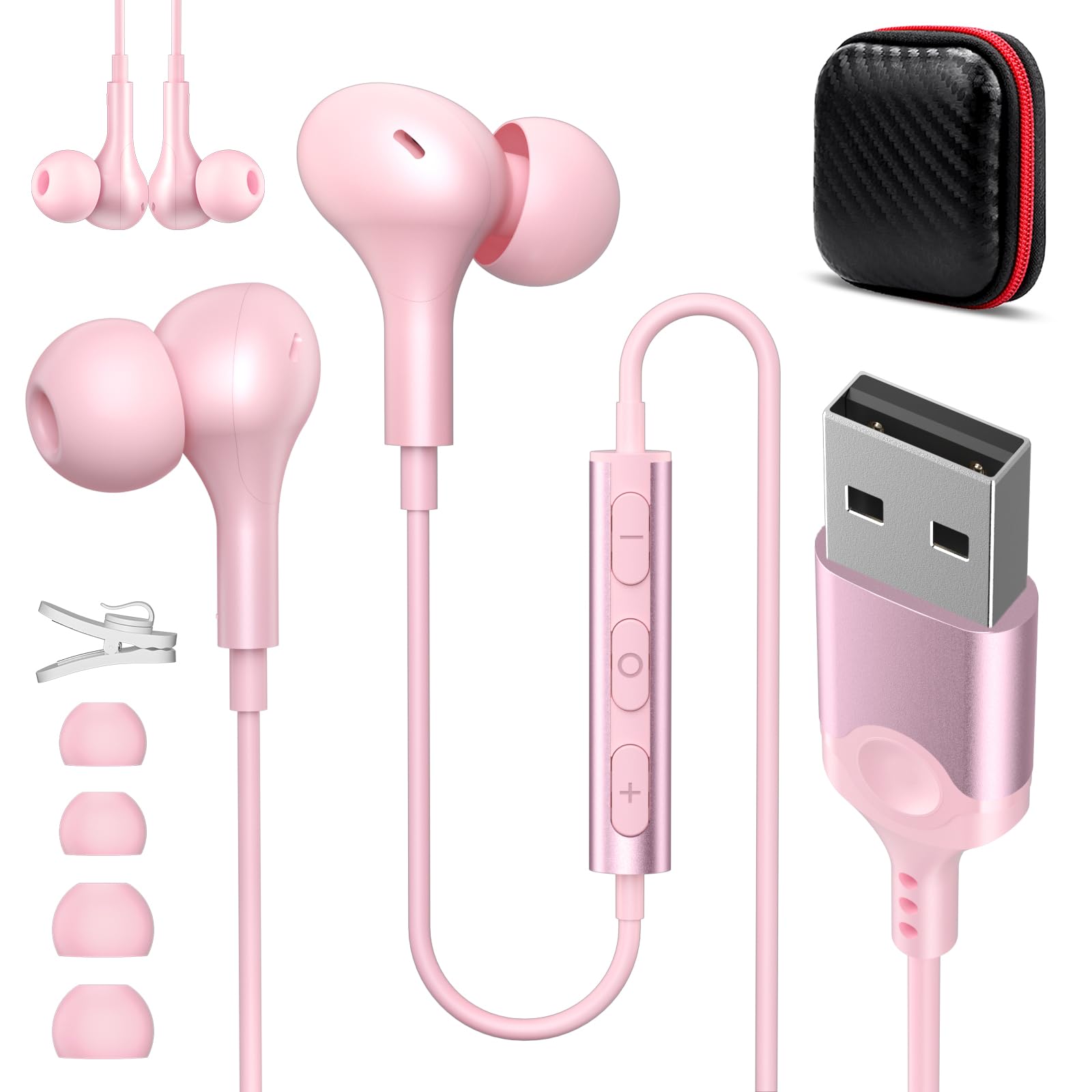 Amazon.com: USB Headset with Microphone for PC 7.5 Ft Cable, USB A ...