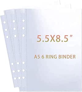40 Pack 80 Pockets 5.5x8.5” Sheet Protector Sleeves for A5 6 Ring ...