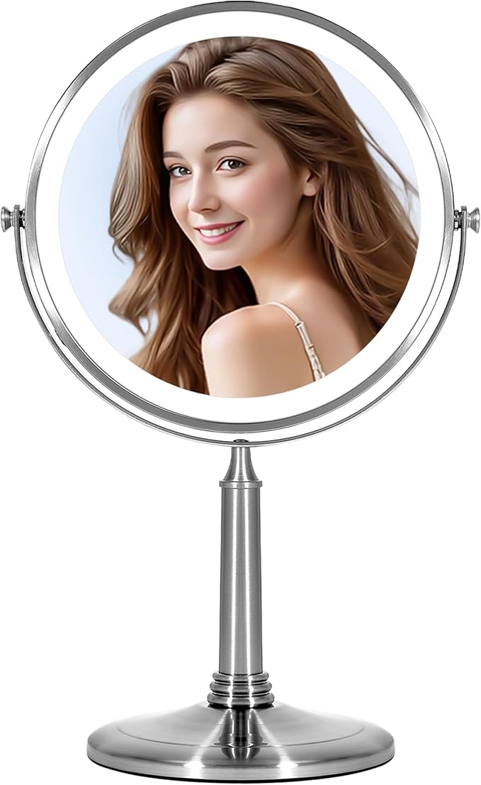 Amazon.com : Large 4500mAh Rechargeable Lighted Makeup Mirror Nickel, 2 ...