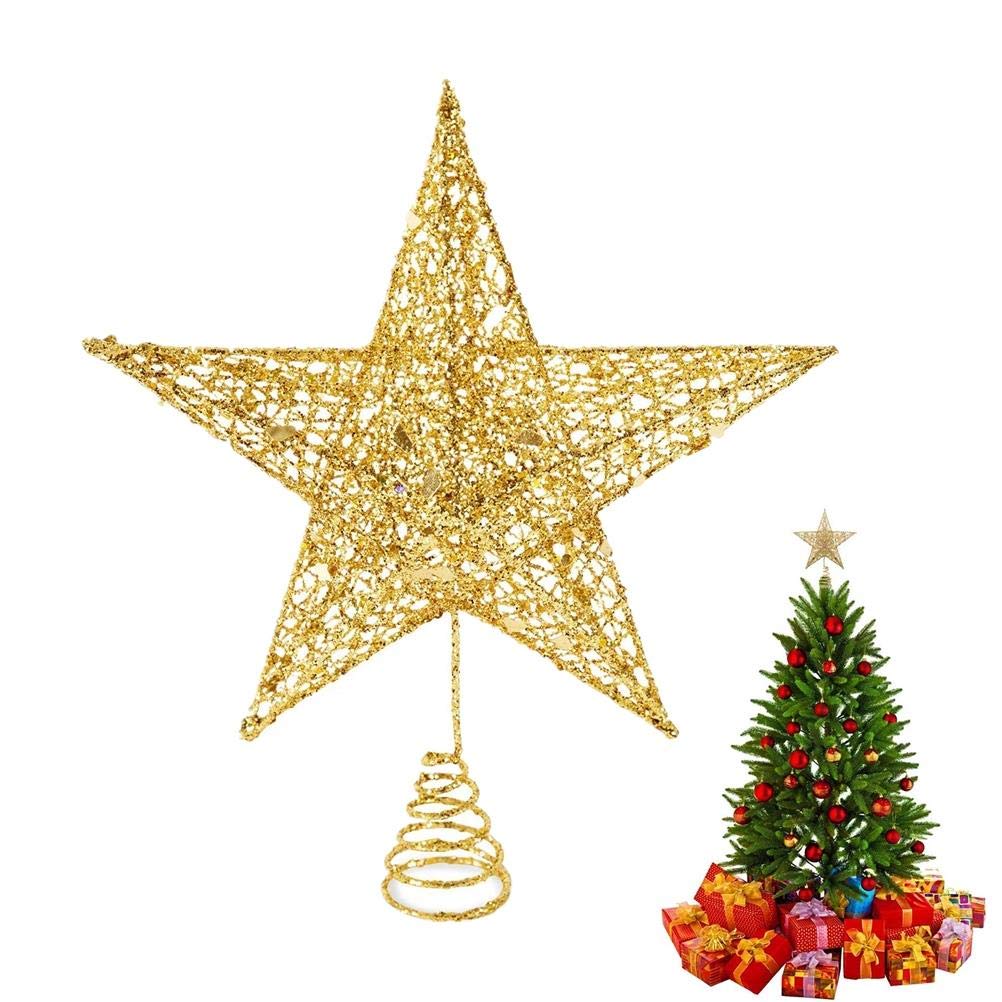 30cm Beautiful Gold Glittery Tree Top Star - Christmas Tree Topper ...