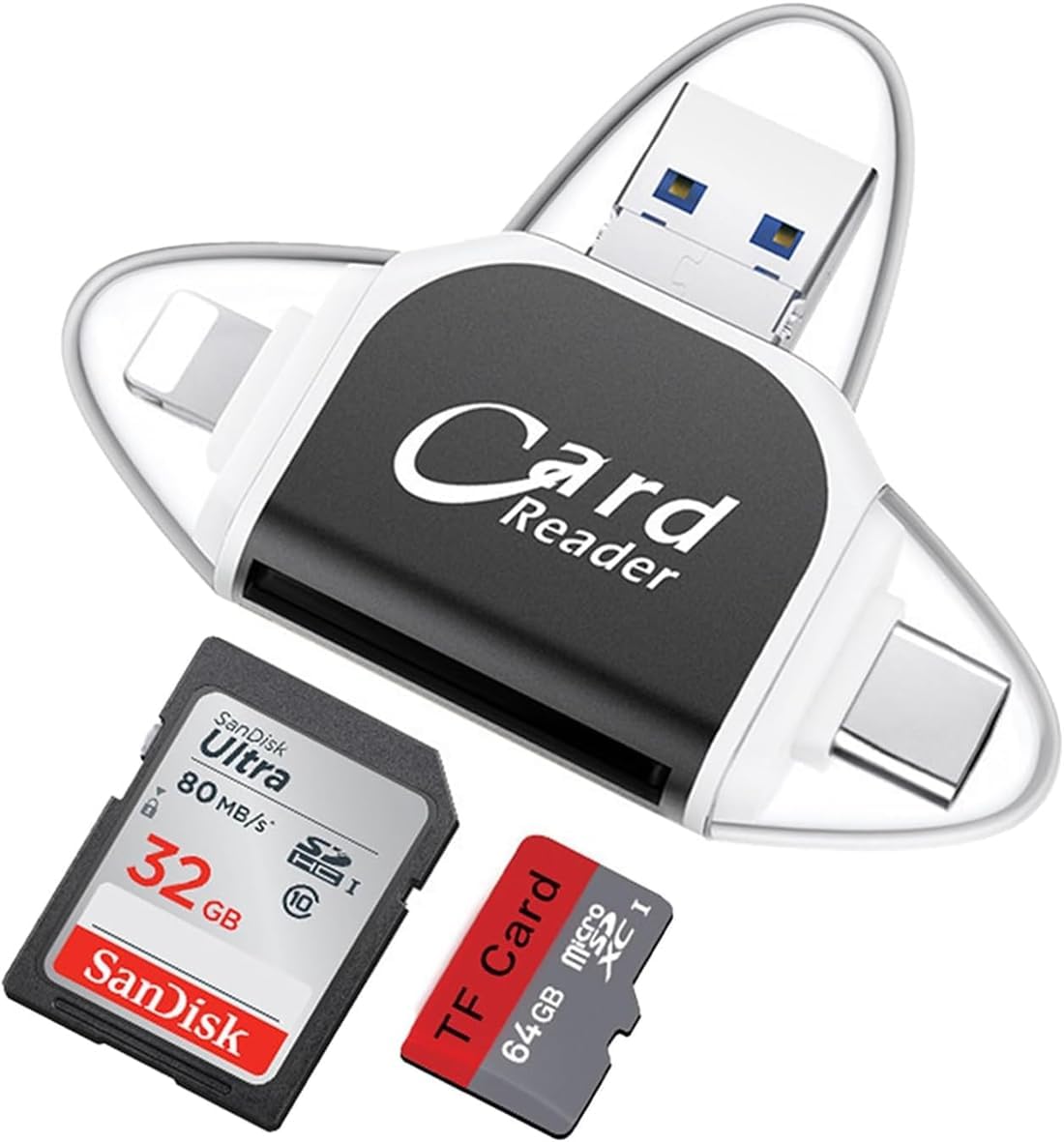 Amazon.com: Multi-Port 4 in1 Universal SD TF Card Reader, USB C SD TF ...