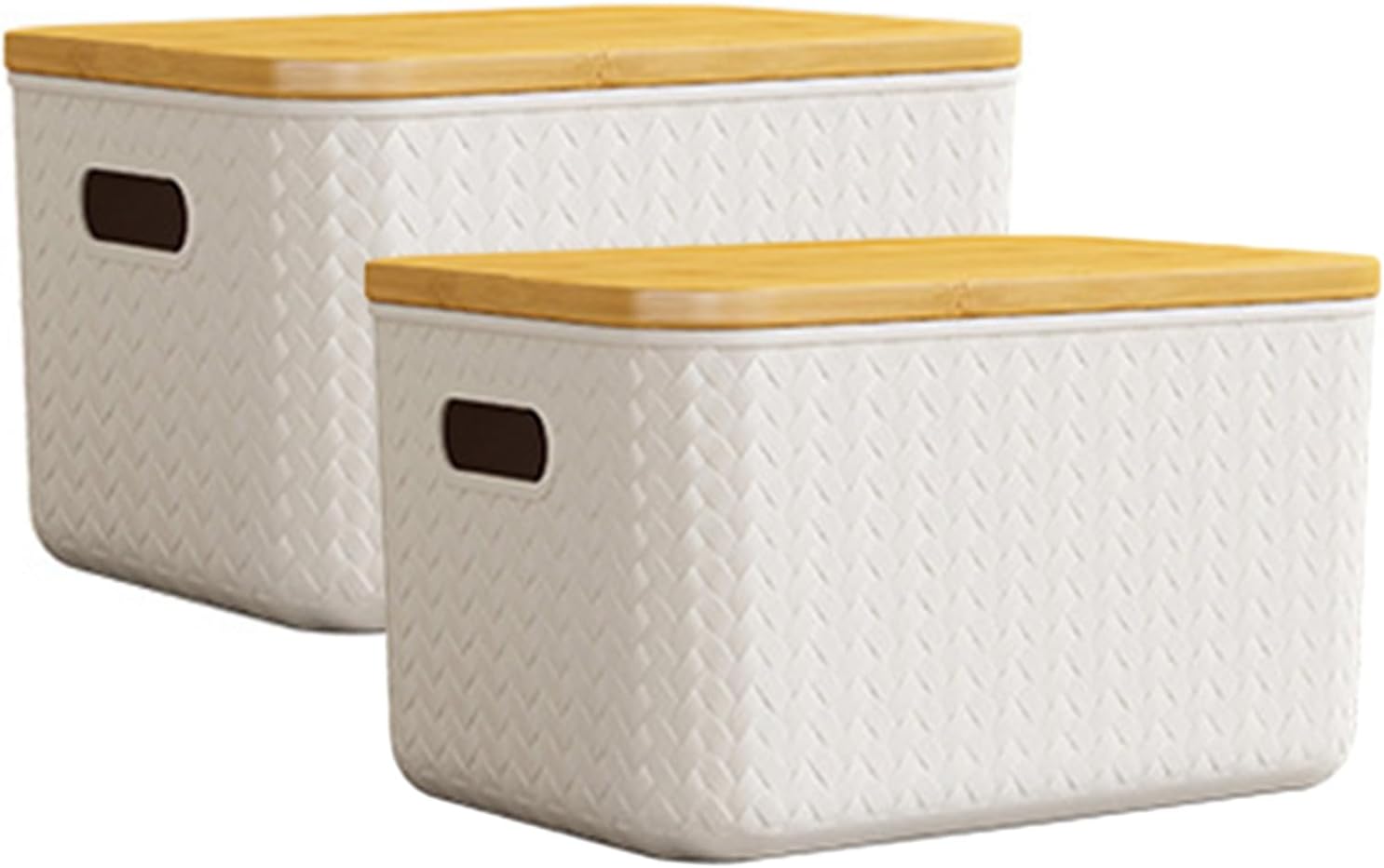 Amazon.com: Libcflcc 2 Pcs Large Capacity Storage Bins with Bamboo Lids ...