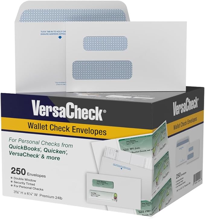 Amazon.com : 250 VersaCheck NRP Personal Double Window Security Wallet ...
