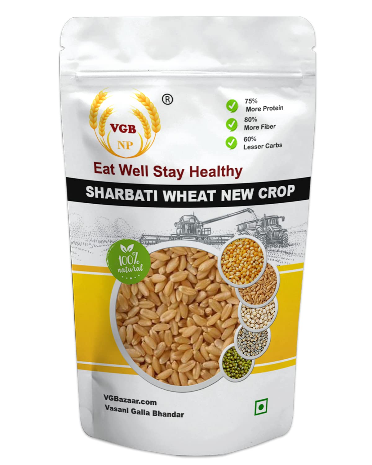 Buy VGBNP 100% Natural & original Sharbati Wheat ( New Crop Wheat Whole ...