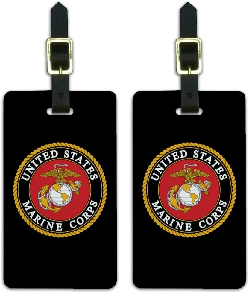 Amazon.com: Marines USMC Emblem Black Yellow Red Luggage ID Tags Cards ...