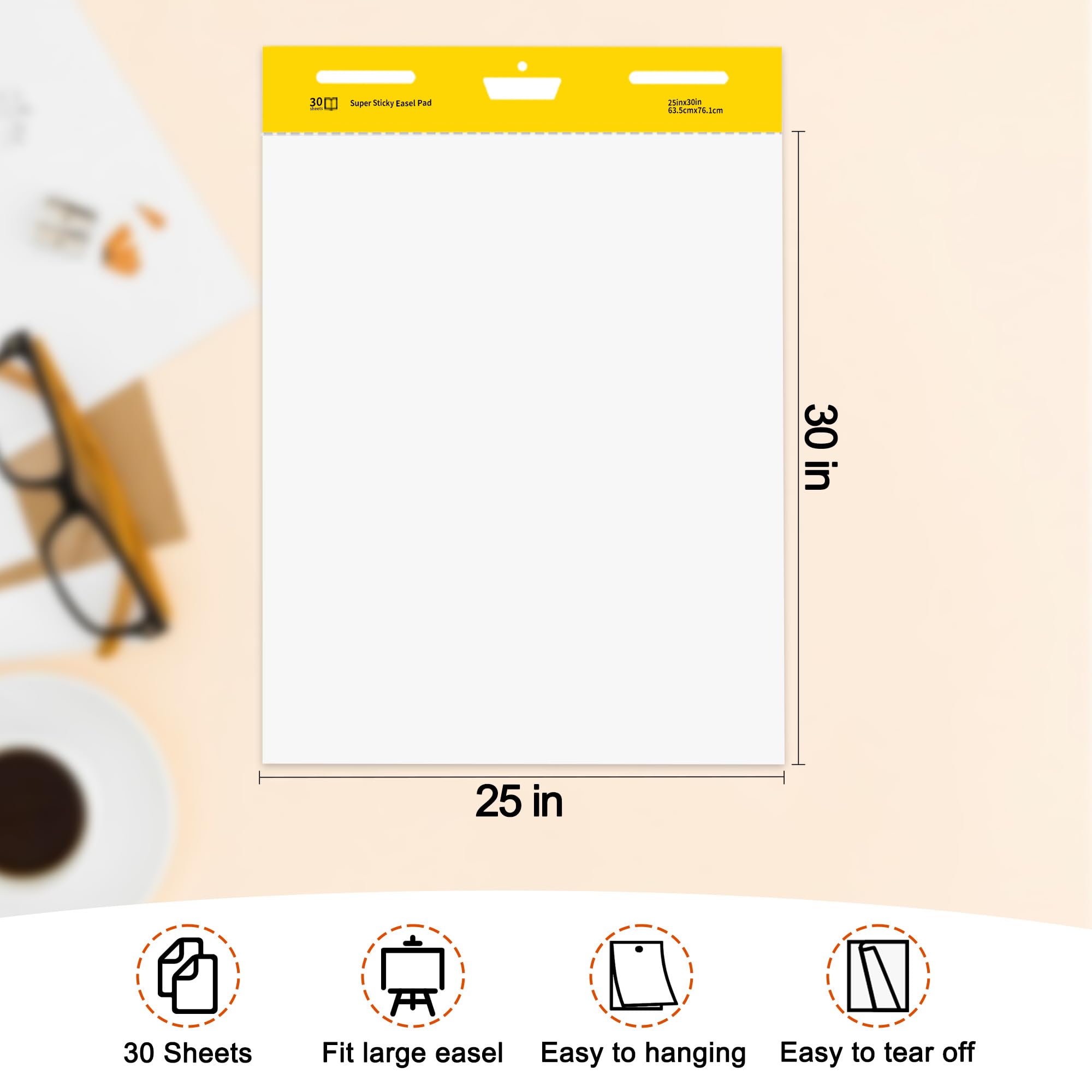 Snapklik.com : Super Sticky Easel Pad, 25 In X 30 In, White, 30 Sheets ...