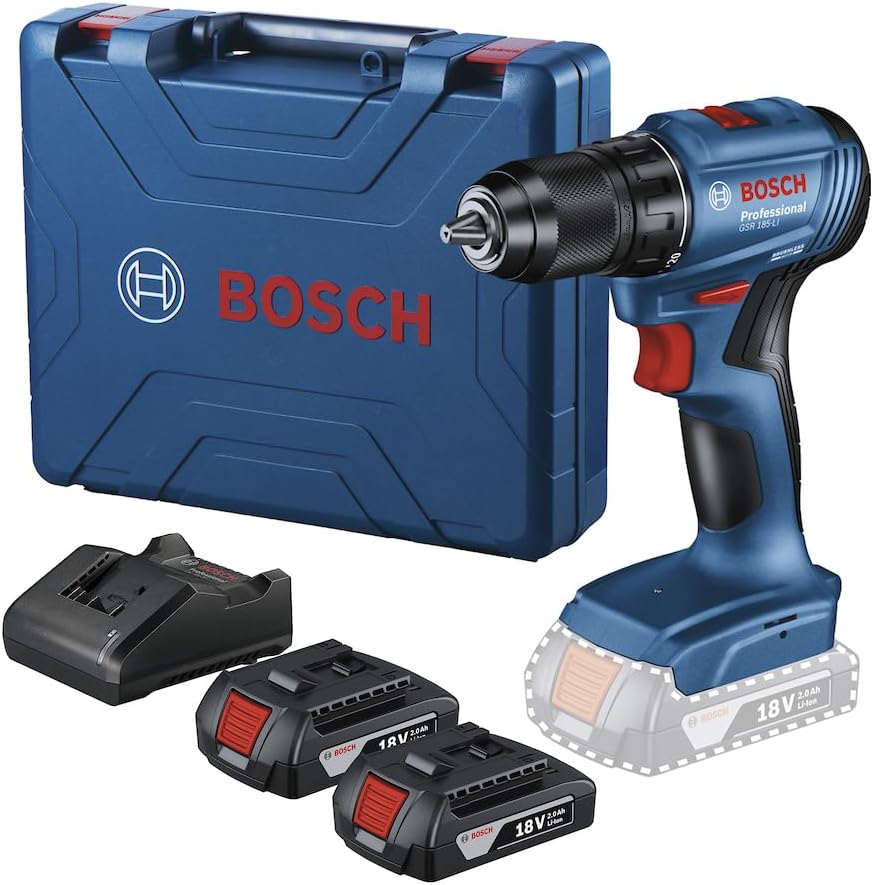 Bosch Furadeira Parafusadeira 18V GSR185LI-2B Sem Fio, 2 baterias e maleta | Amazon.com.br