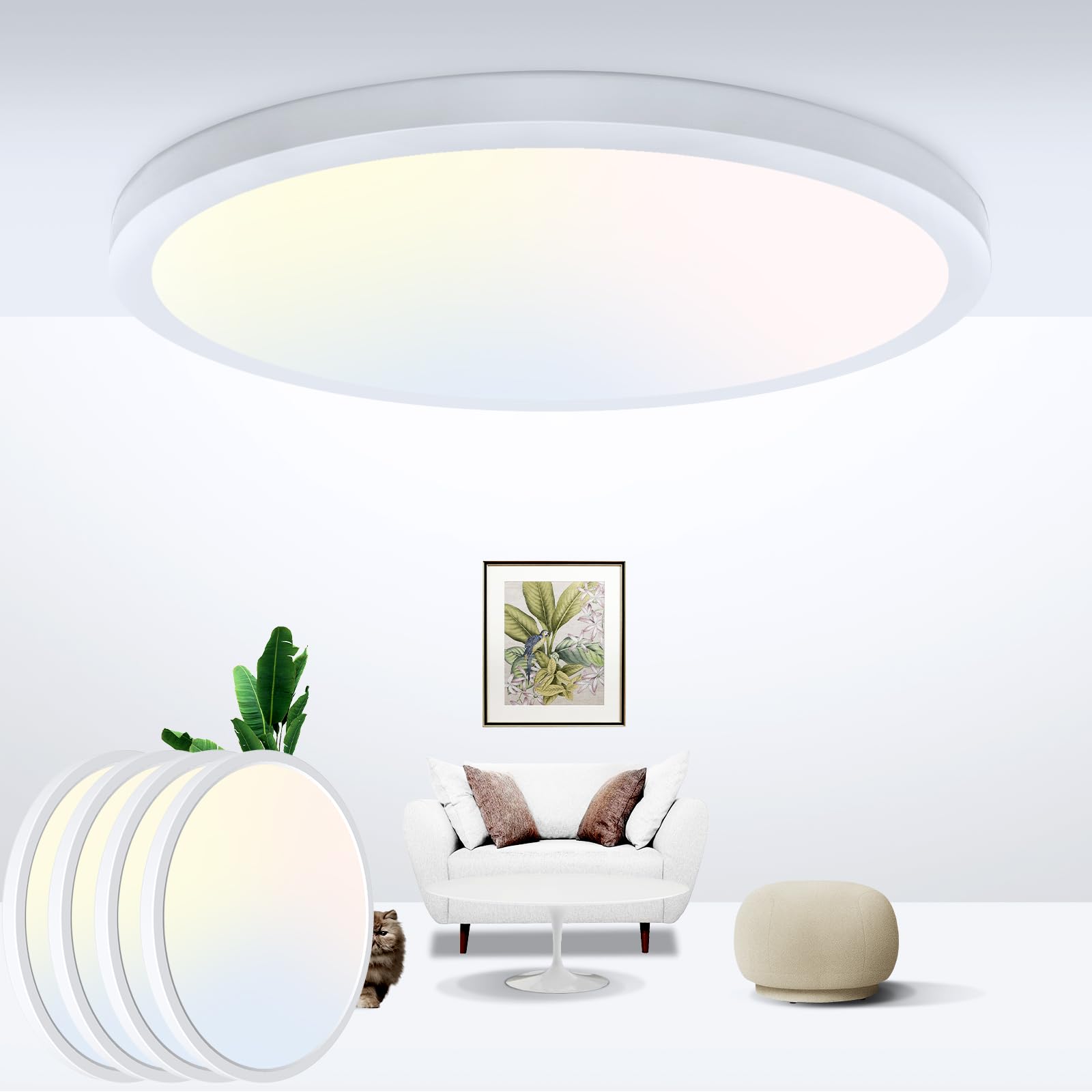 Zemty LED Flush Mount Ceiling Light Fixtures - 4 Pack 7 Inch LED ...