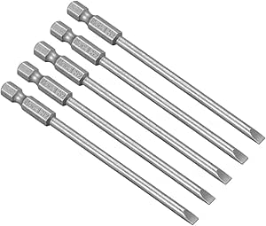 uxcell 5 Pcs 4mm Slotted Tip Magnetic Flat Head Screwdriver Bits, 1/4 ...