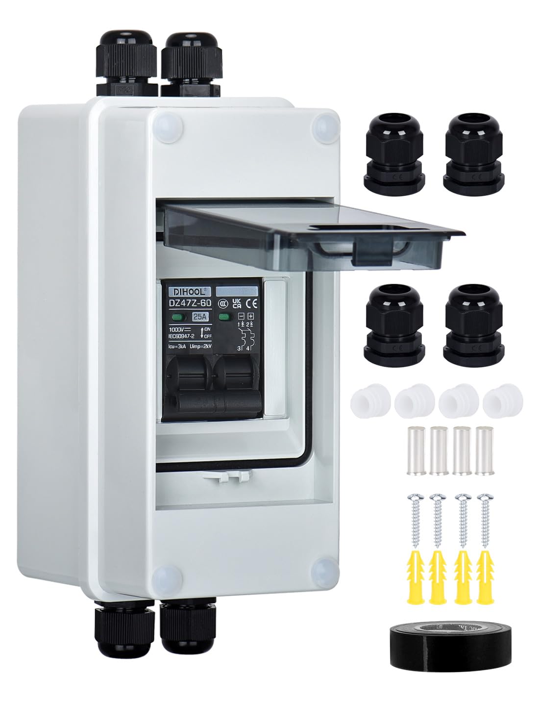 Snapklik.com : DIHOOL Solar Junction Box 25 Amp DC Circuit Breaker