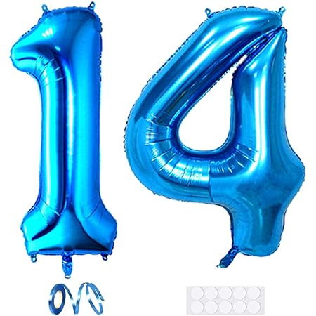 Amazon.com: ZiYan 40inch Black Number 14 Balloon Party Festival ...