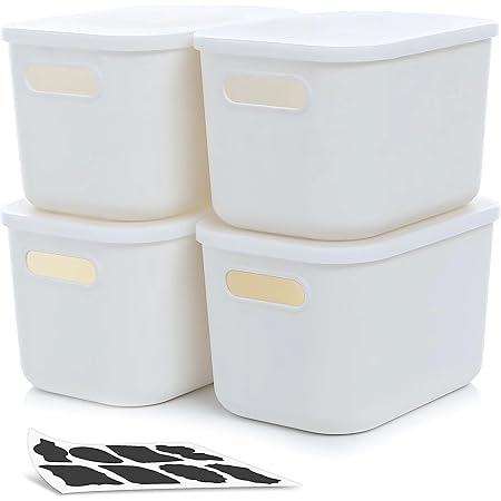 Amazon.com: JOIKIT 6 Pack White Storage Bins with Lid, Bathroom Kitchen ...