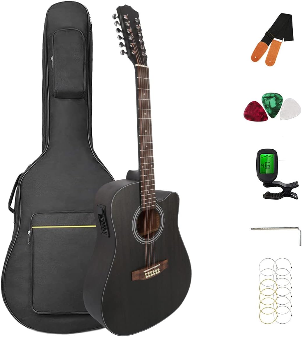 Amazon.com: 12 string Guitar,Janerock 12 String Acoustic-Electric ...