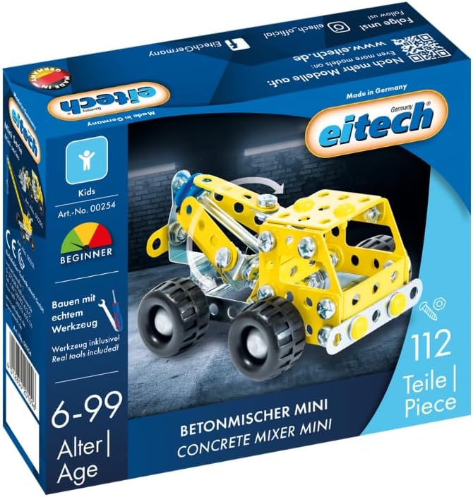 Eitech 00254 Metallbaukasten - Betonmischer Mini, Konstruktionsspielzeug für Kinder ab 6 Jahren ...