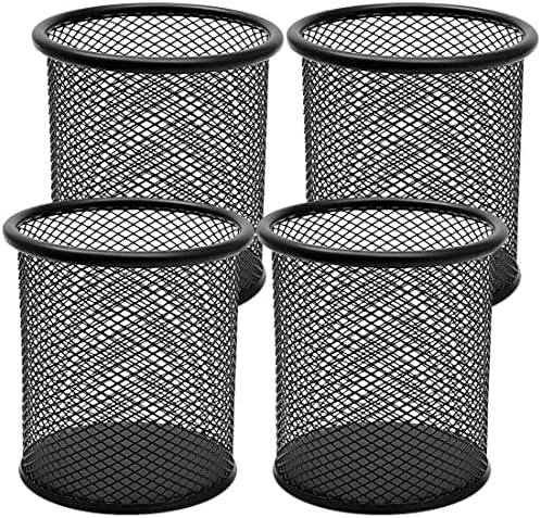 DIFIT 4PC Pen Holder, Metal Pen Pot, Black Pencil Pot, Mesh Pen Holder ...