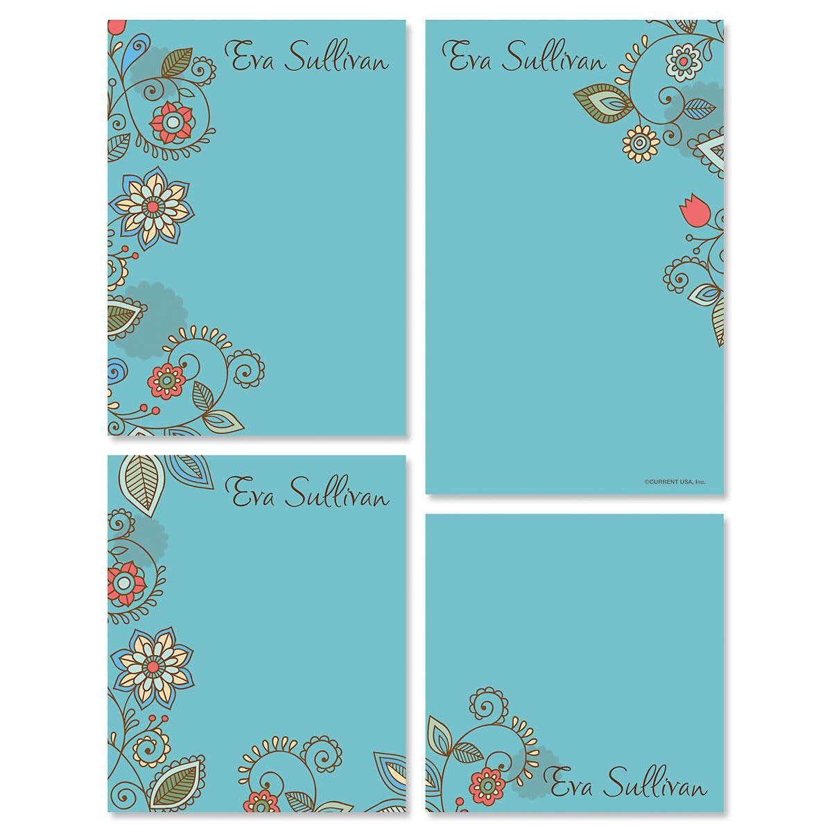 Amazon.com : Current Paisley Blue Personalized Notepads – Set of 4, 100 ...