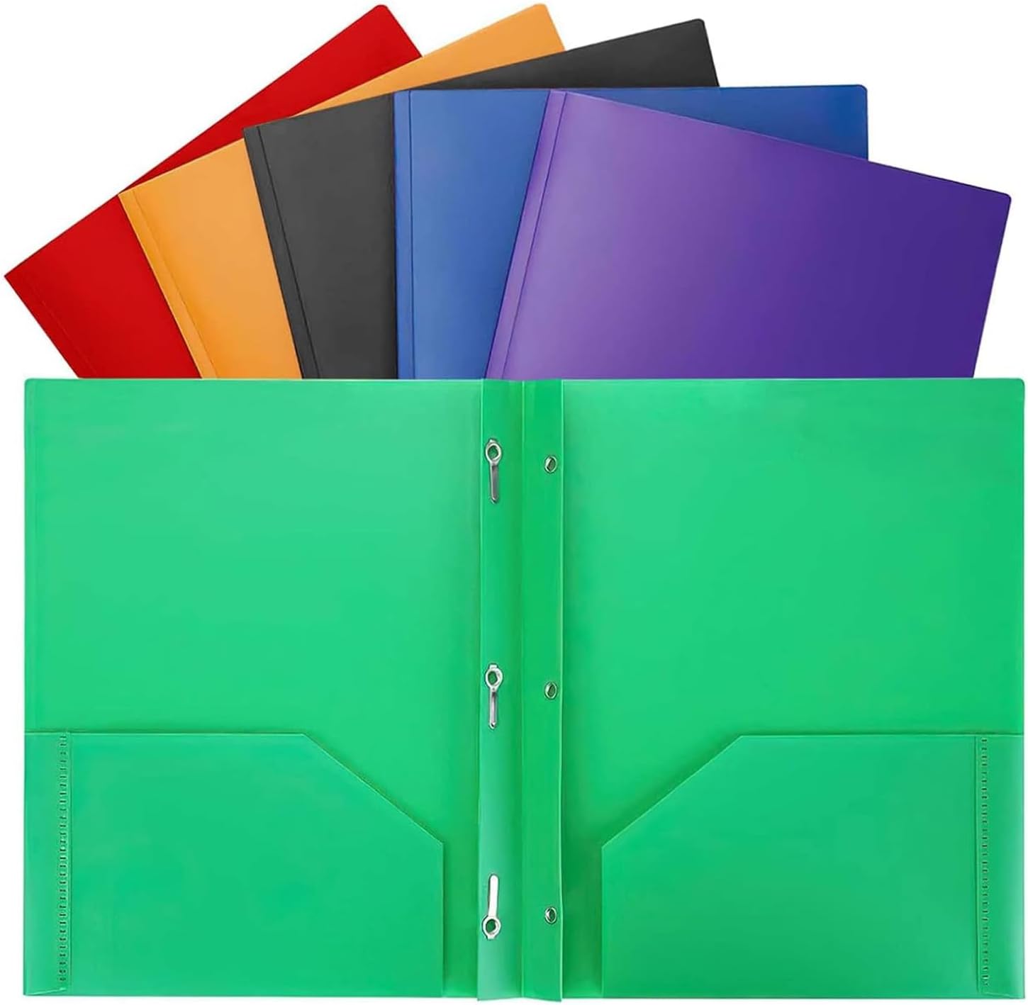 6 Pcs Two Pocket Folder,Heavy Duty Plastic Two Pocket Folders, Colored ...