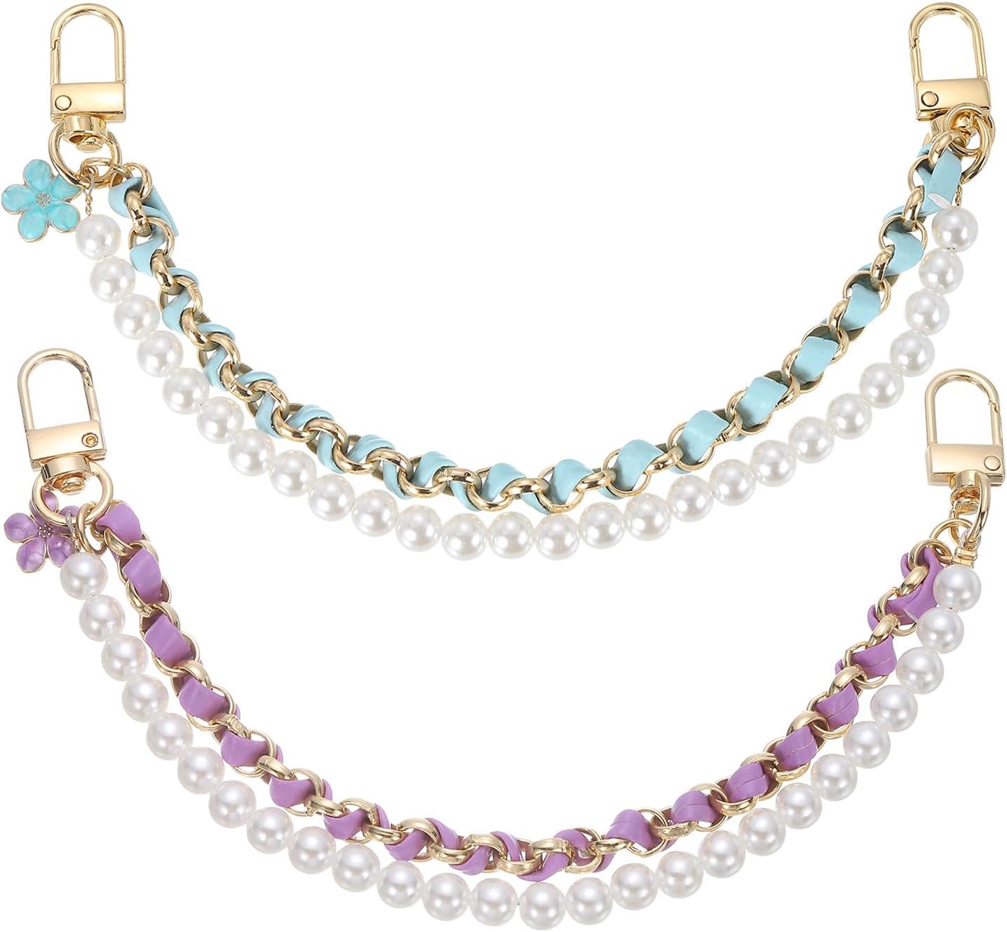 Amazon.com: uxcell 2Pcs 10.2'' Pearl Purse Double Chain, Metal Purse ...