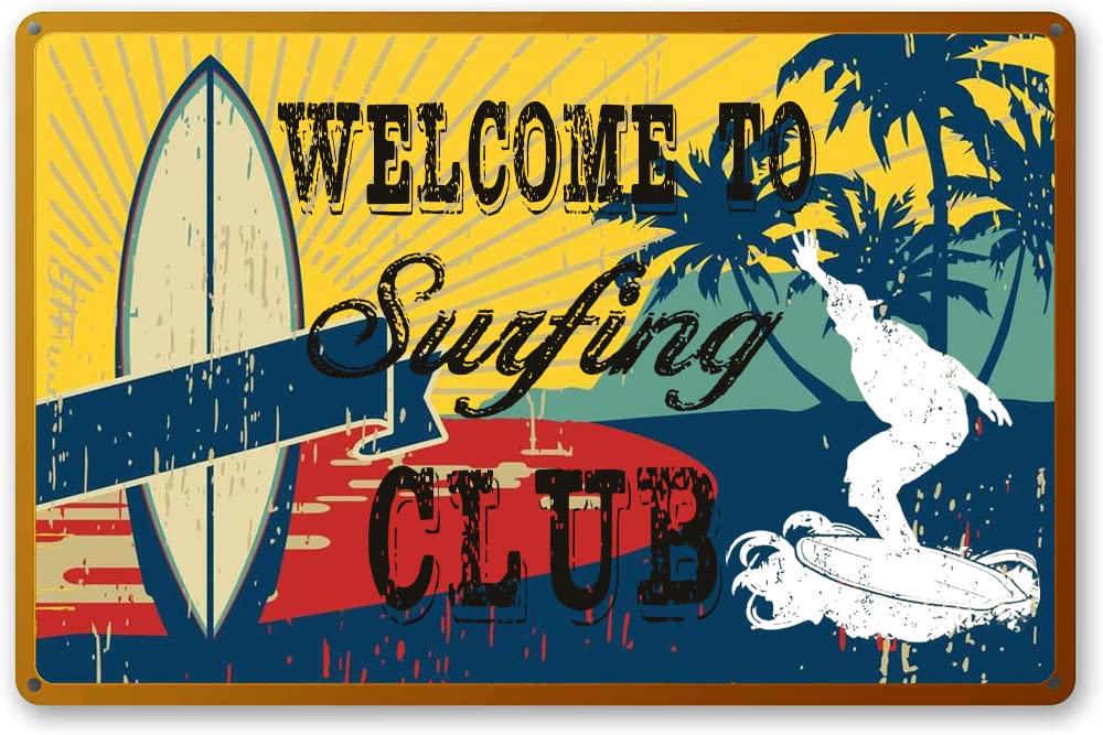 Vintage Surf Signs TIN SIGN Surfs Up Metal Décor Wall Art Surf Shop