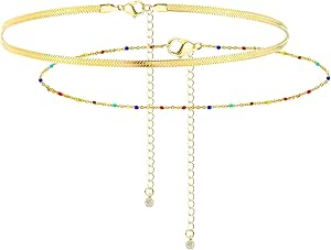 Amazon.com: FIASASO 2Pcs Beads Waist Chain Stainless Steel Multilayer Bead Belly Chains 14K Gold ...