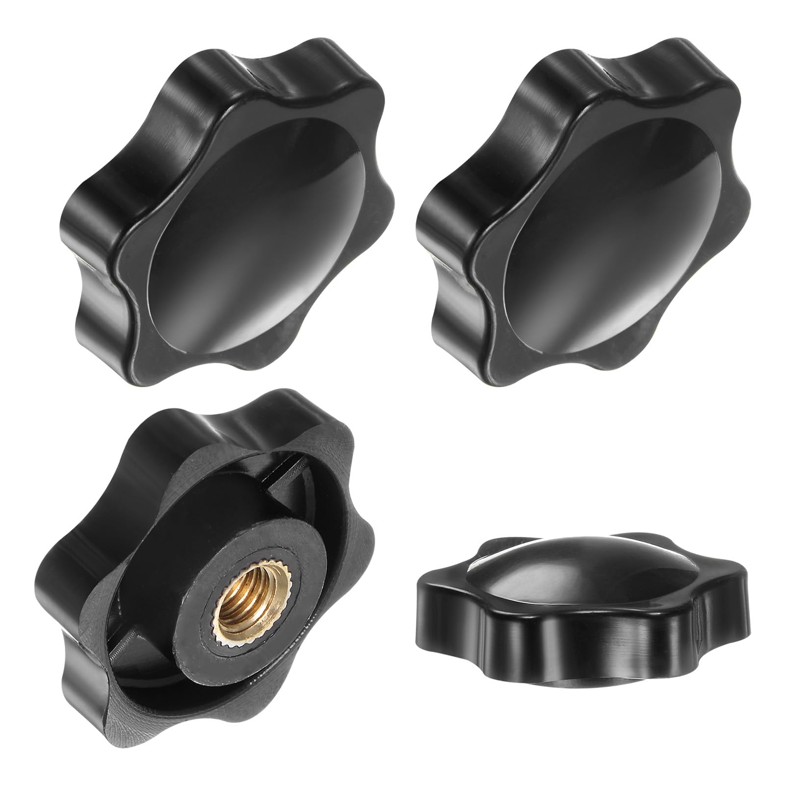 Snapklik.com : 4-Pack 6 Star Knobs, M6 Female Thread 38mm Hexagon Head ...