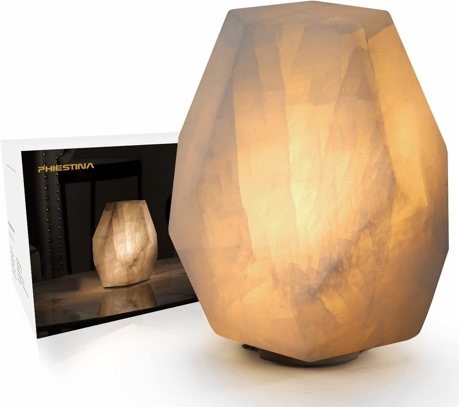 Handcrafted Solid Stone Lamp Carved from Natural Calcite, Unique Lamp ...