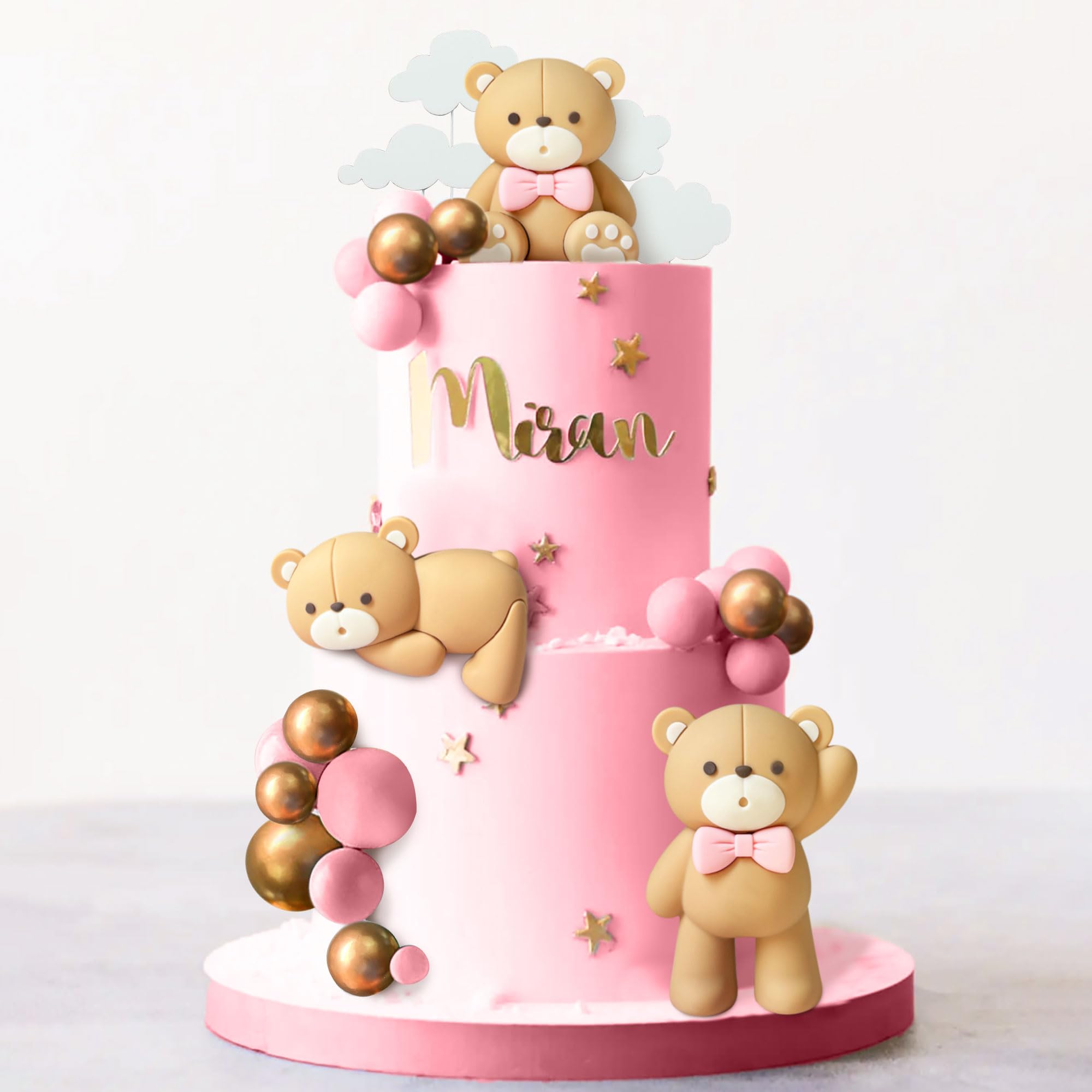 Snapklik.com : Luxury Pink Bear Cake Decoration Baby Bear Baby Shower ...