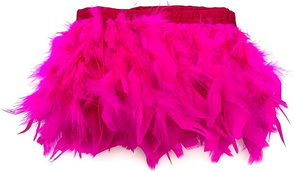 Amazon.com: Fuchsia 4-6inch 2yard Turkey Feather Fringe Trim for Dress ...
