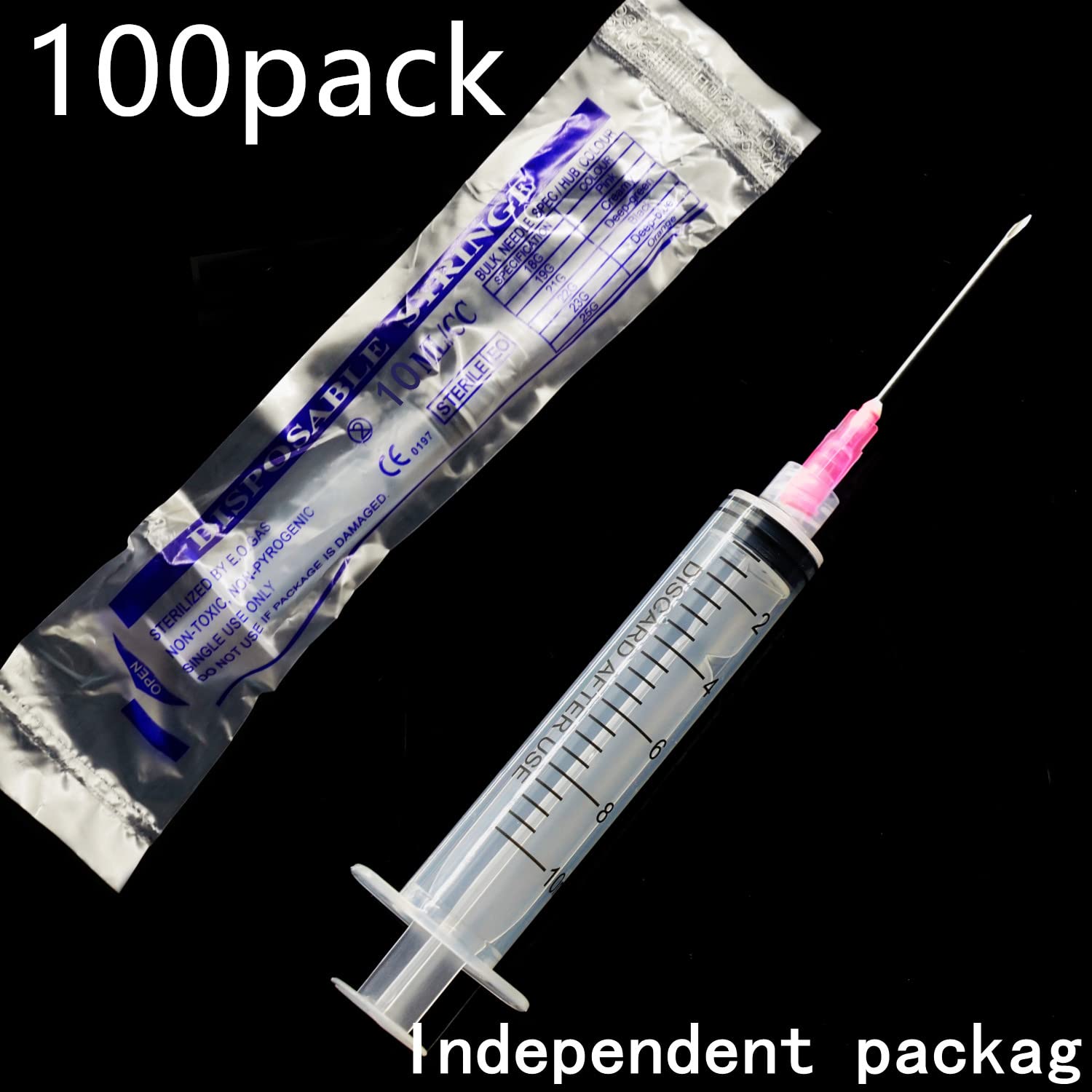 Snapklik.com : 100Pack 10ml 10cc Disposable Measuring Tool Lab Syringes