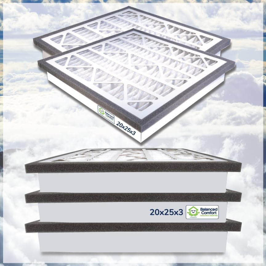 Balanced Comfort 20x25x3 MERV 13 (2-PK); 3" Inch Pleated Air Filter; 6 ...