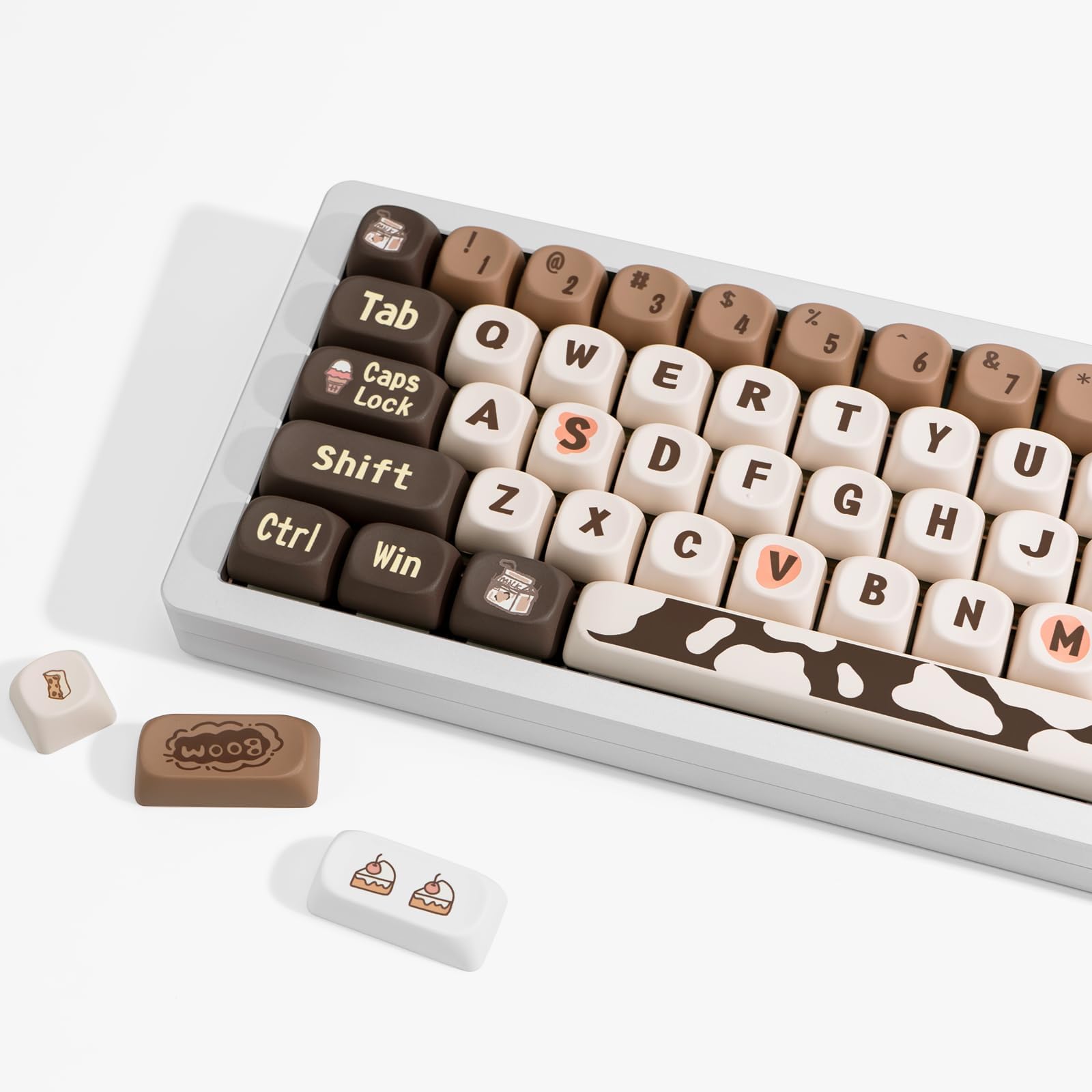 Amazon.com: JOLINTAL 136 Keys Round Coffee Keycaps, PBT MOA Keycaps ...