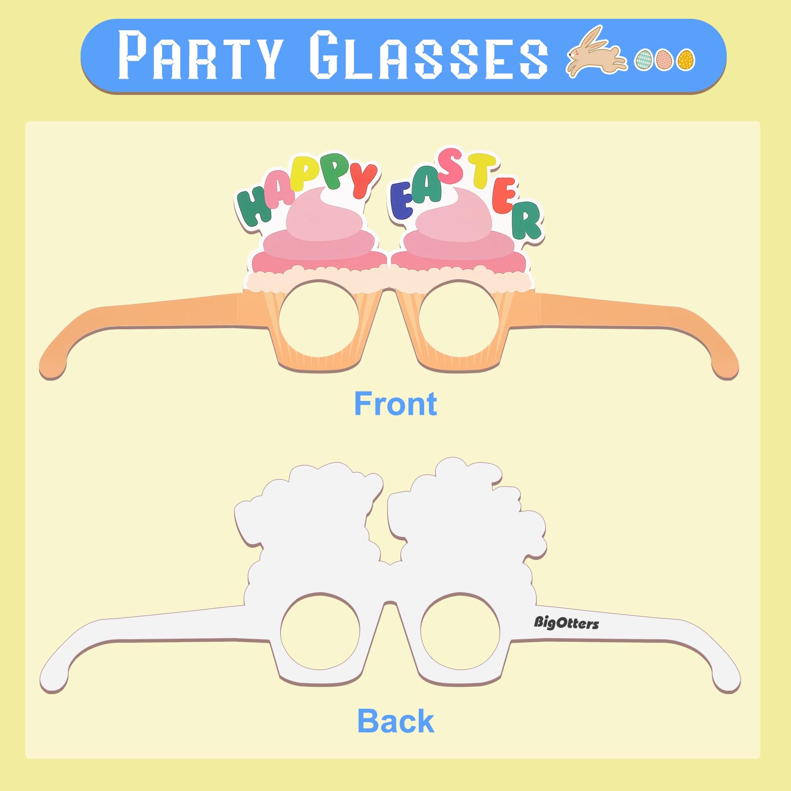 Snapklik.com : 24PCS Easter Party Glasses, Paper Glasses Easter Bunny ...
