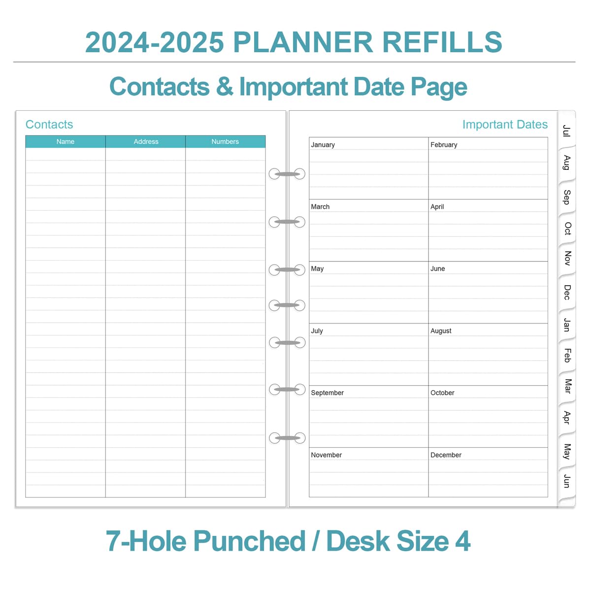 Snapklik.com : 2024-2025 Planner Refills For Mini 3 Or 7 Ring Binders ...