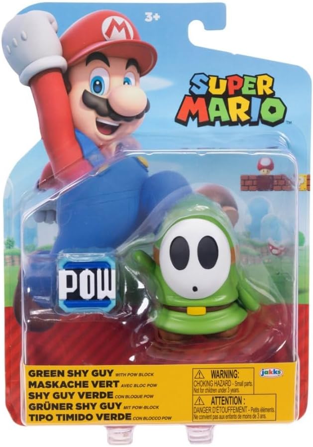 Amazon.com: Super Mario 4 inch Green Shy Guy Action Figure with POW ...