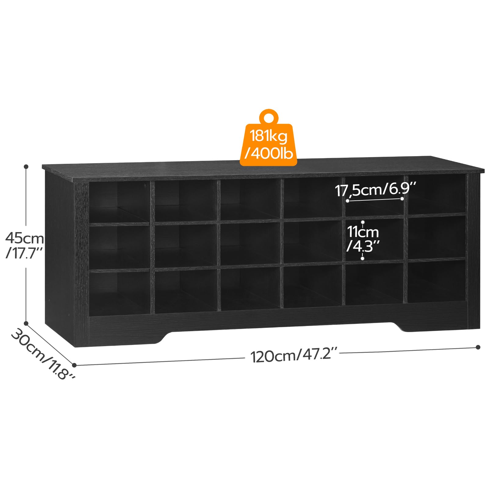 HOOBRO Shoe Bench, 18 Cubbies Shoe Storage Bench, Multifunctional Shoe ...