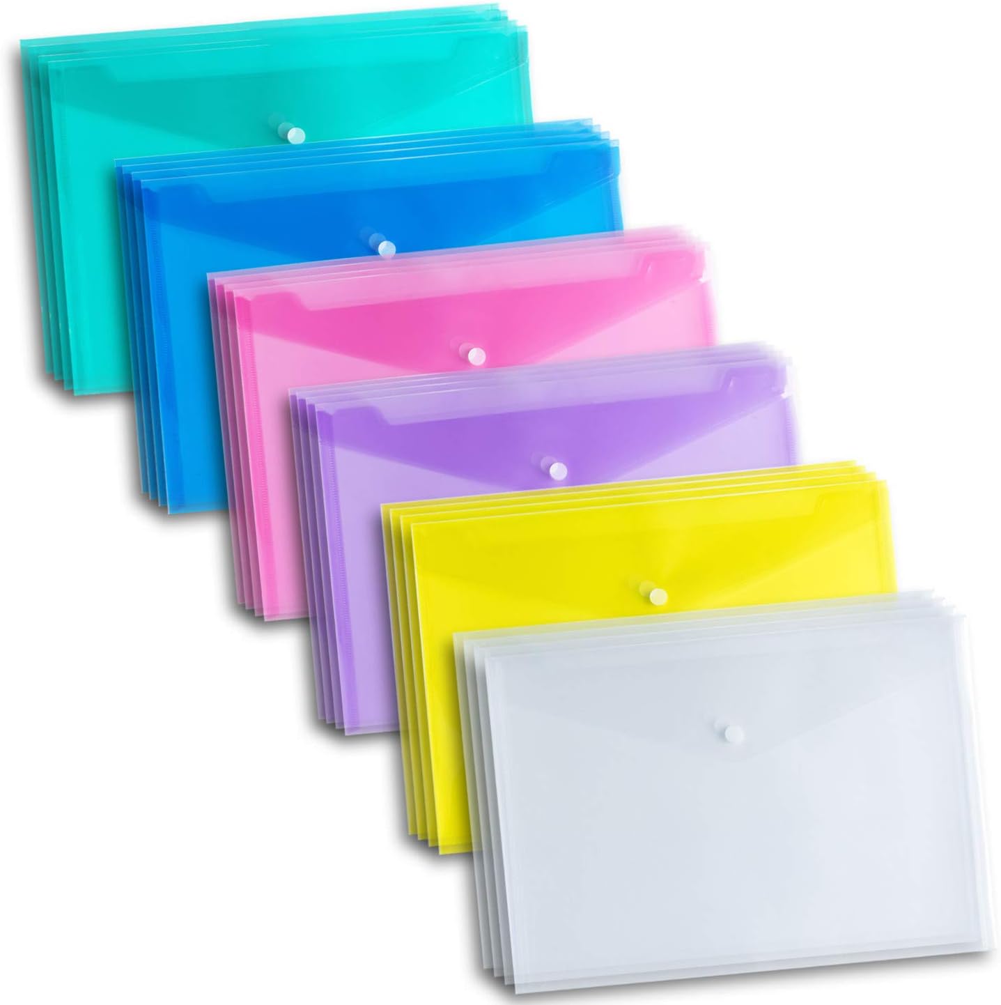 Plastic Wallets - 24 Pack A4 Document Folders Wallets Plastic Document ...