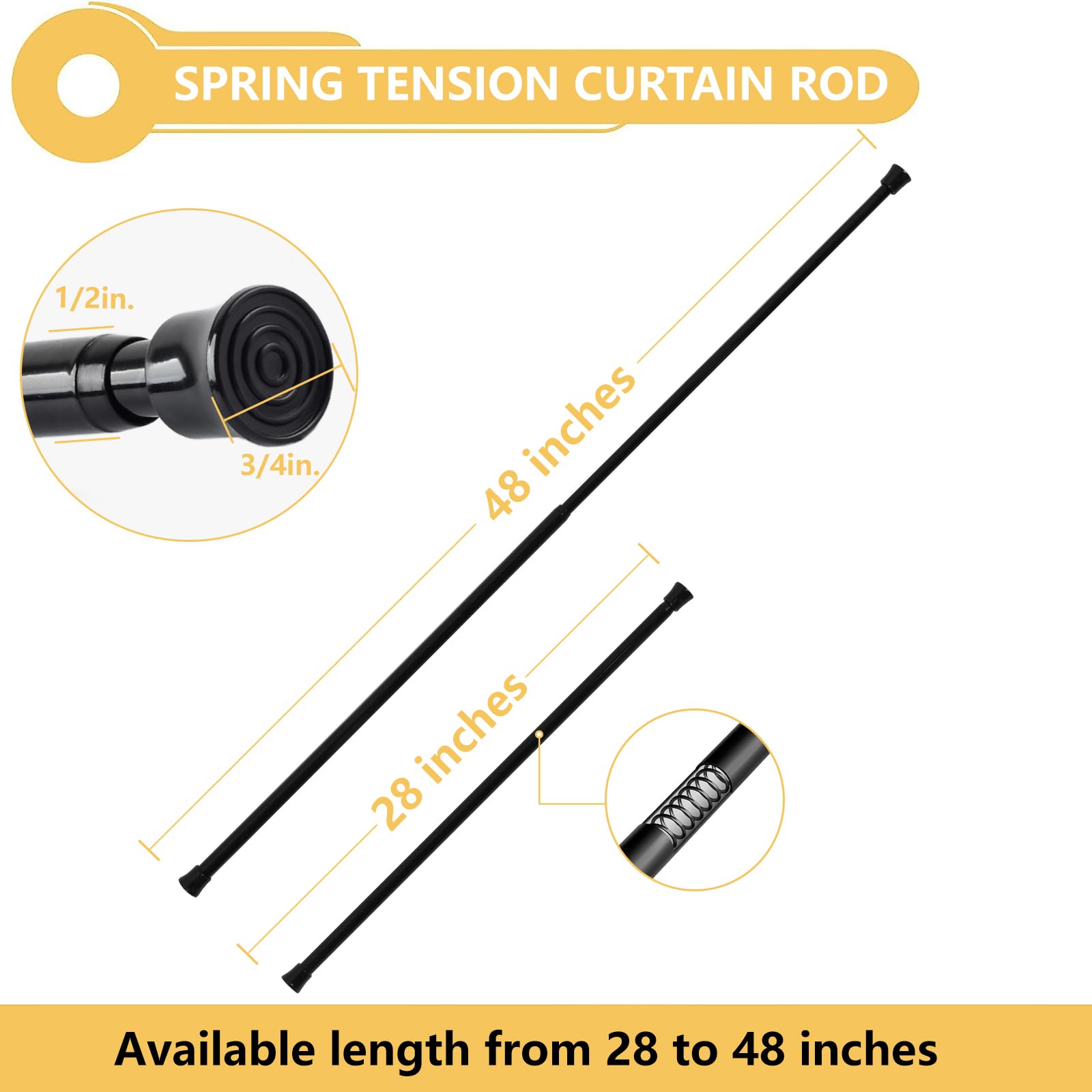 Snapklik.com : KXLife Small Spring Tension Curtain Rod, Adjustable ...