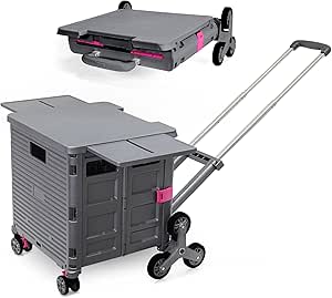 Amazon.com: Foldable Utility Cart Portable Crate Rolling Dolly with ...