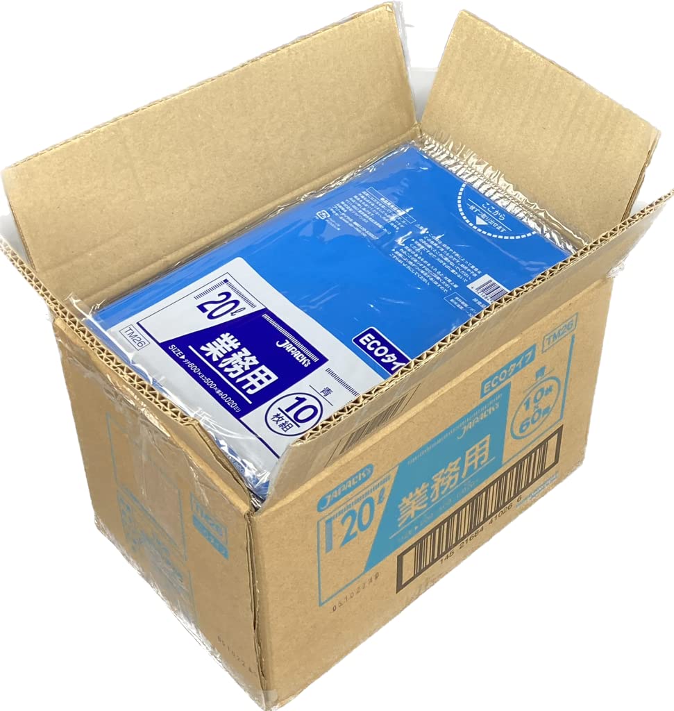 Amazon.co.jp: ジャパックス ゴミ袋 20L 青 厚み0.020mm 10枚x 60冊(600枚) TM26 メタロセン配合で伸びに強いポリ袋 : 産業・研究開発用品