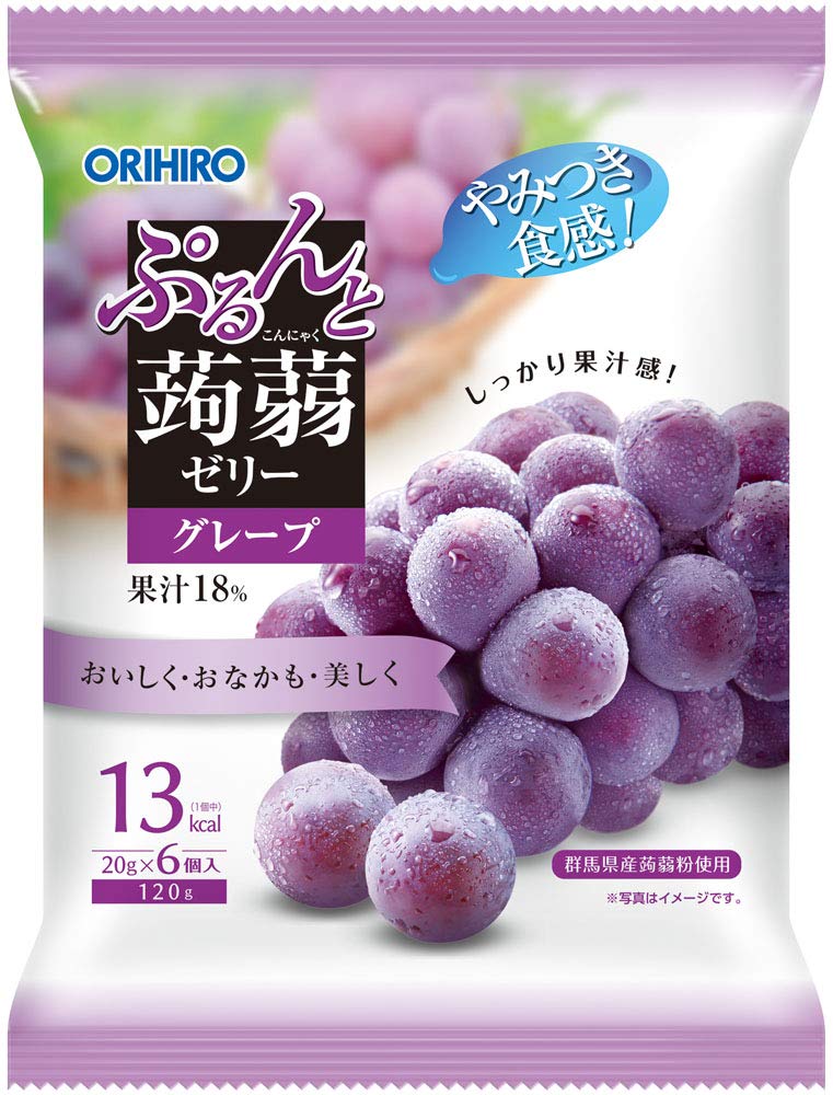 Orihiro Fruit Jelly with Natural fruit content (20gm x 6pc, Grapes ...